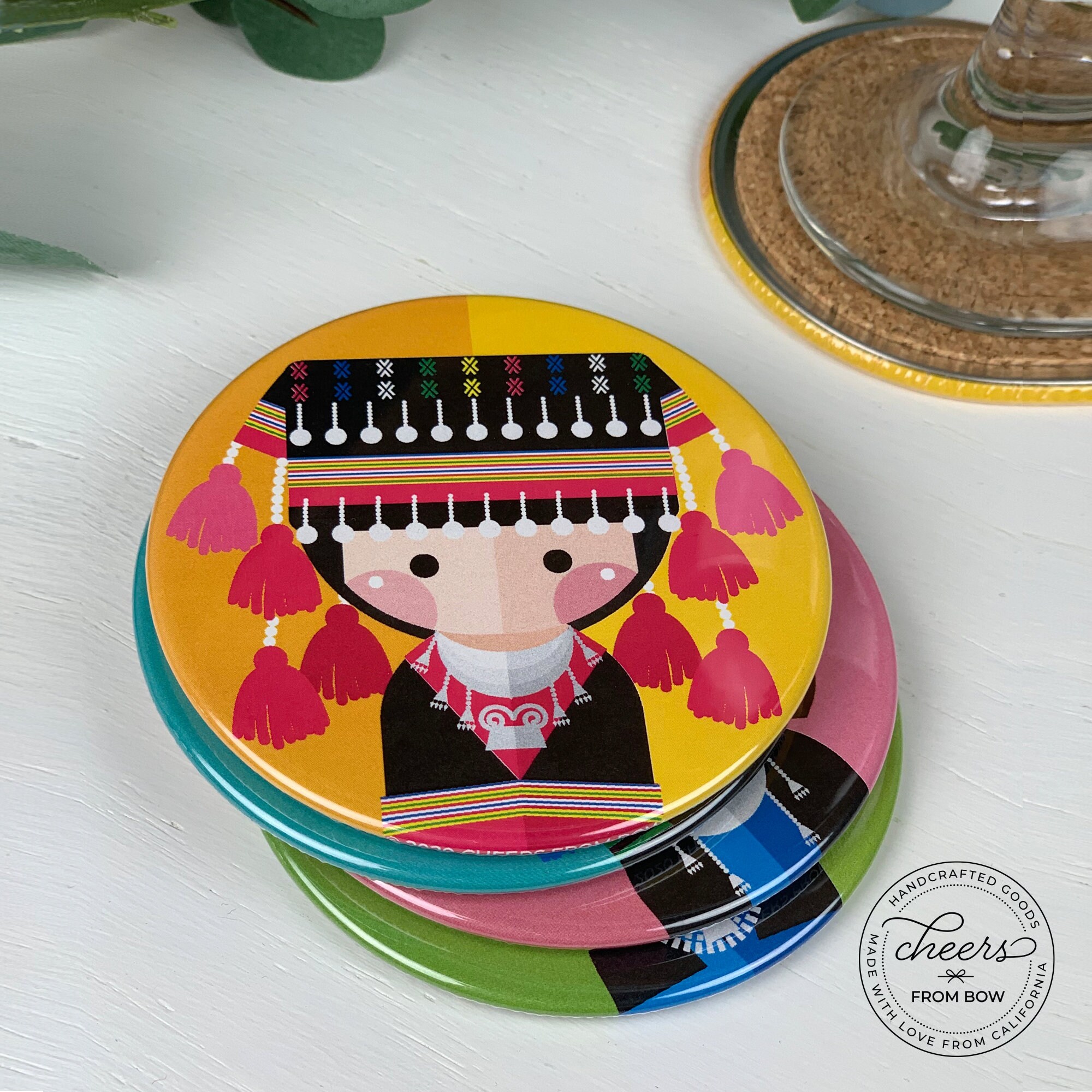 Drink Coasters Hmong Inspired set of 4 | Etsy