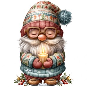14 Cute Winter Gnomes Watercolor Clipart, Christmas Gnome, Printable ...