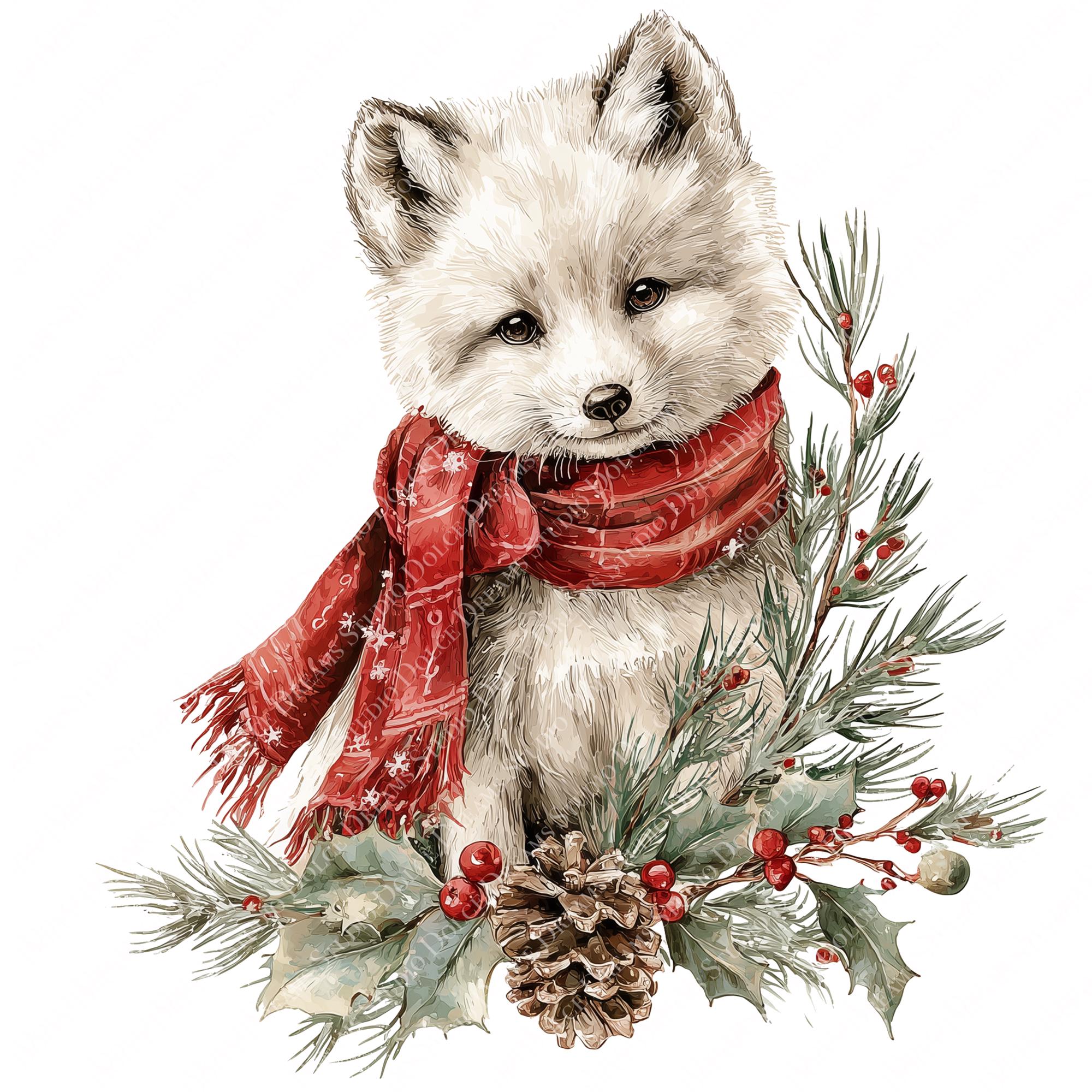 12 Christmas Animals Clipart, Cute Watercolor Animal Bundle,holiday Pet ...