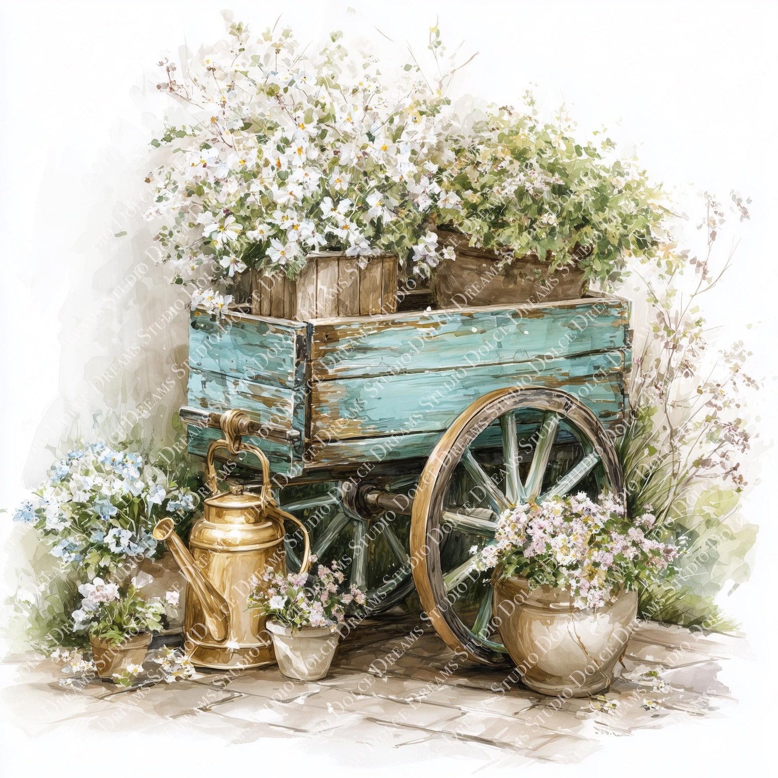 28 Spring Garden Watercolor Clipart Set, Cottagecore Garden Scenes ...