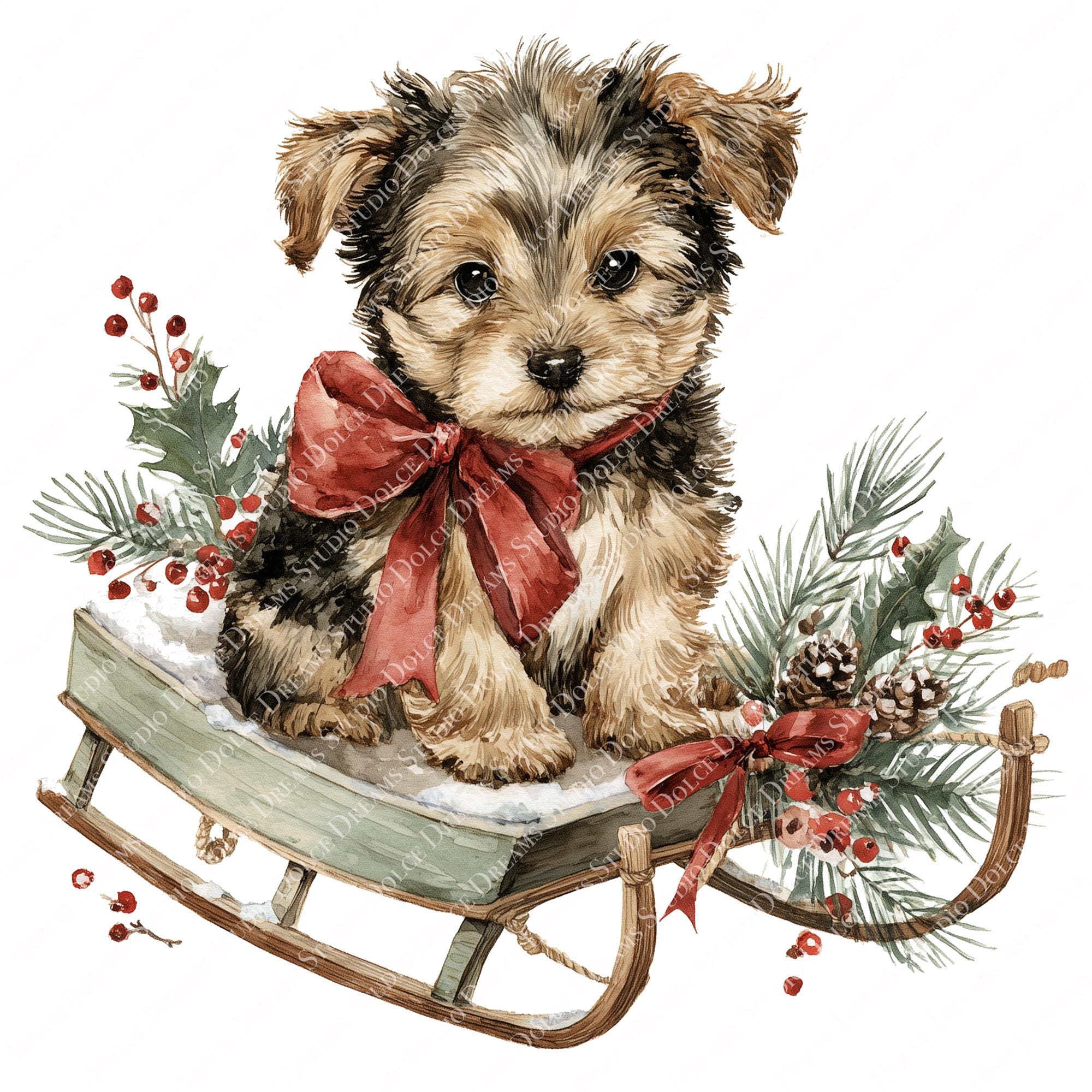 12 Christmas Animals Clipart, Cute Watercolor Animal Bundle,holiday Pet ...