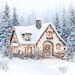12 Christmas Houses Clipart Bundle, Cozy Winter Cottage, Printable ...