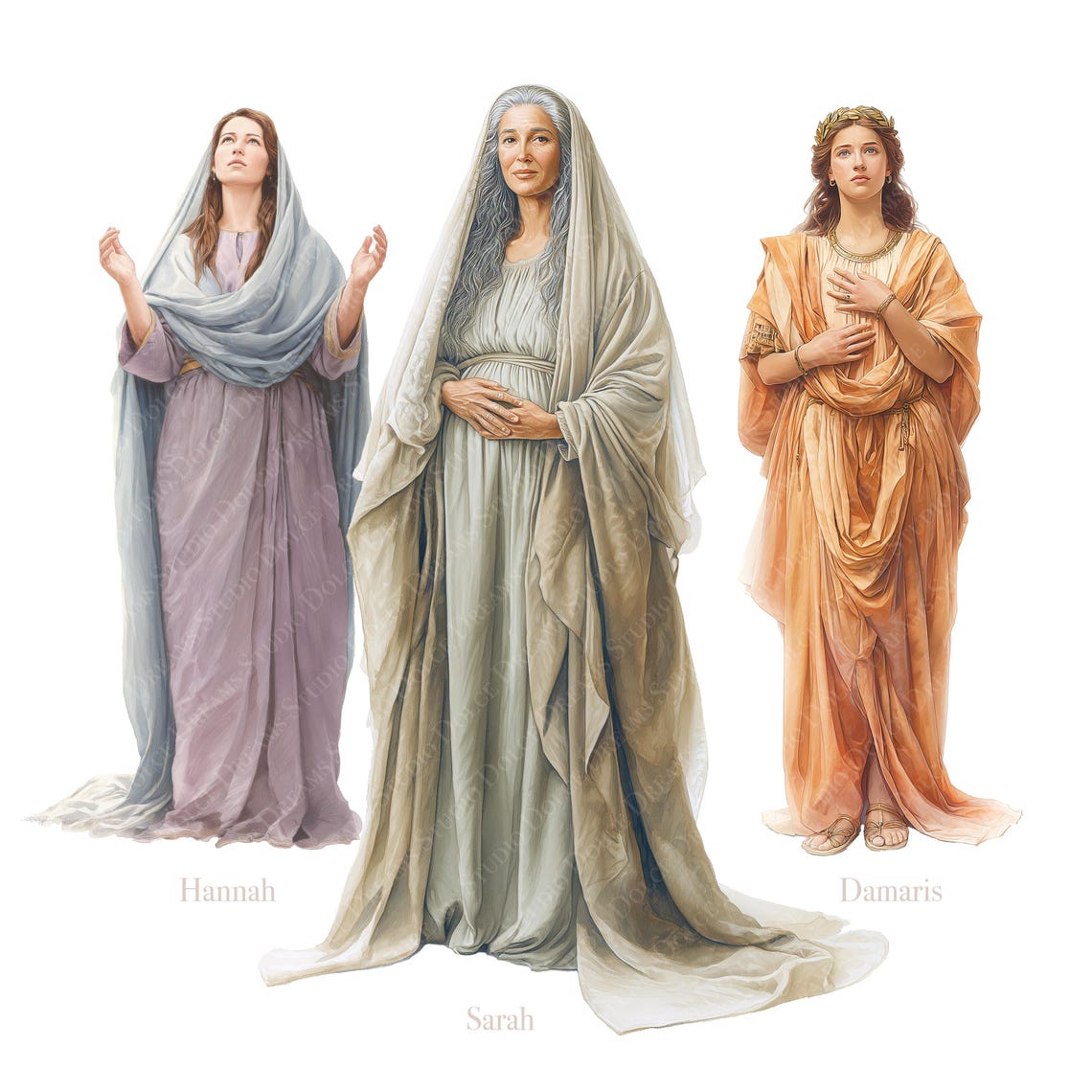 40 Women of the Bible Clipart, Christian Religious Characters, Faith ...
