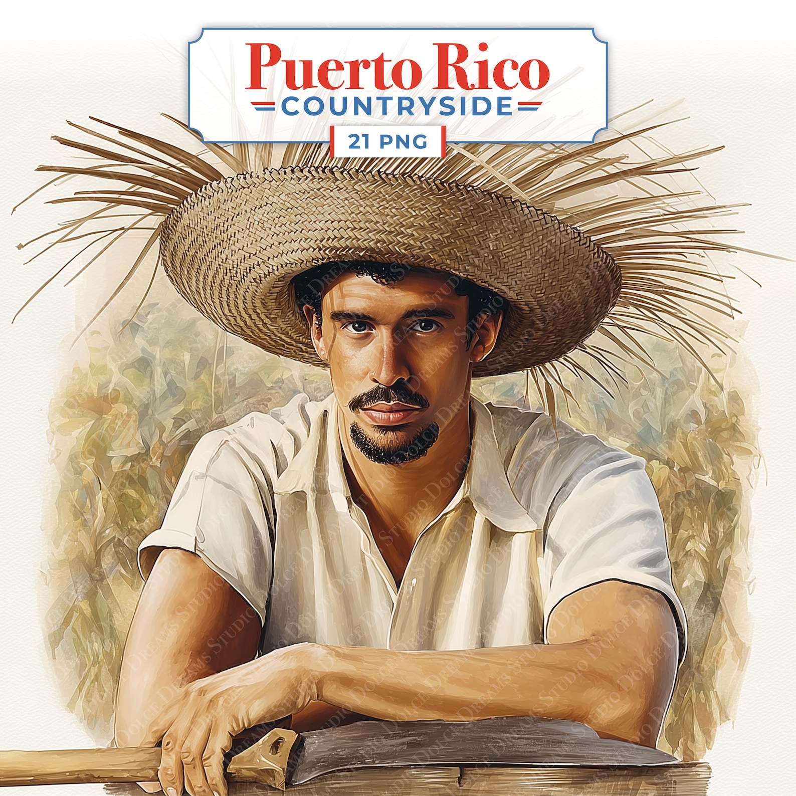 21 Puerto Rico Countryside Clipart, Jibaro Life, Printable Watercolor ...