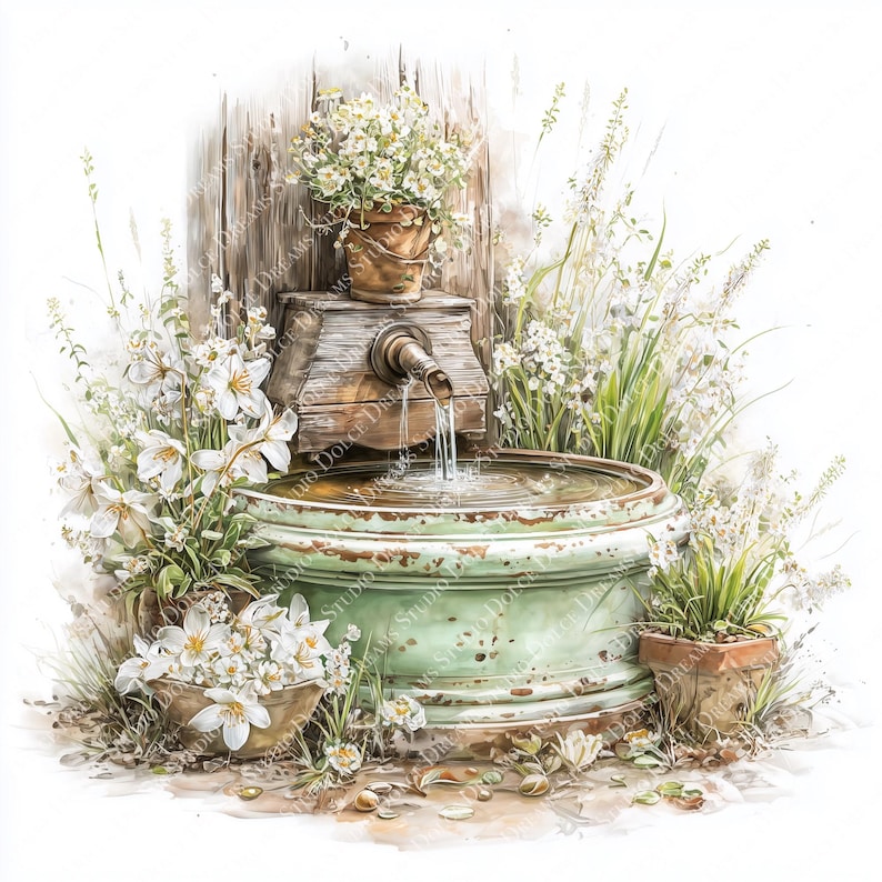 28 Spring Garden Watercolor Clipart Set, Cottagecore Garden Scenes ...