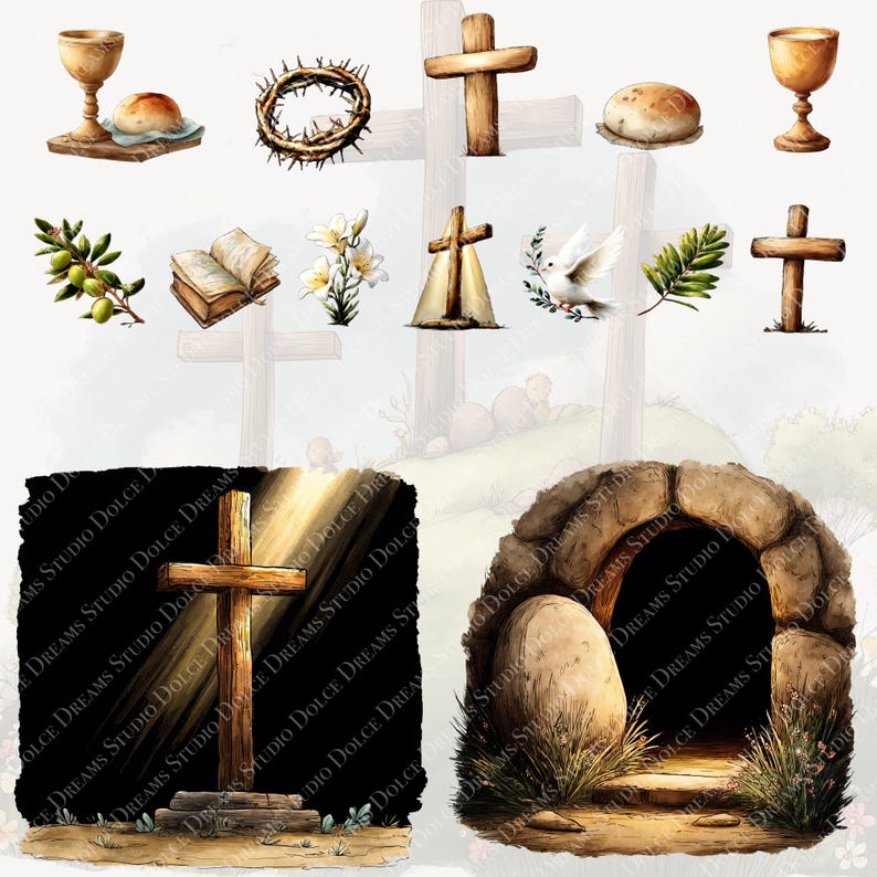 Christian Easter Bible Stories Clipart Bundle, Watercolor Cute Kids ...