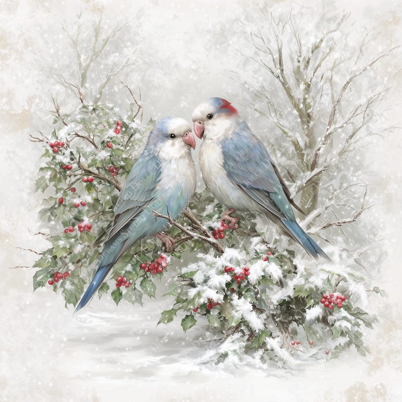 12 Christmas Birds Clipart Bundle, Winter Watercolor Bird Illustrations ...