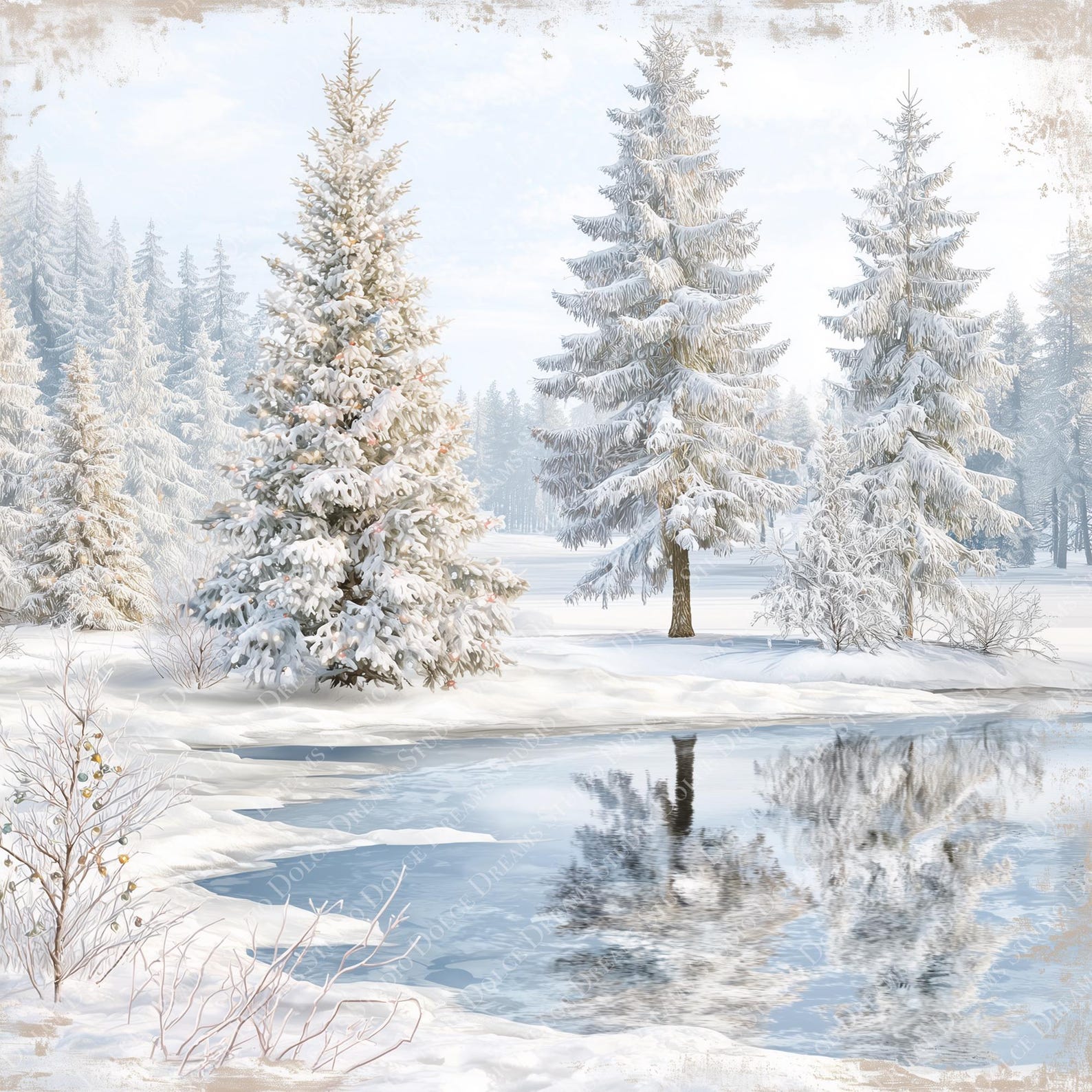 12 Winter Scenes Clipart, Watercolor Snowy Landscape, Printable ...