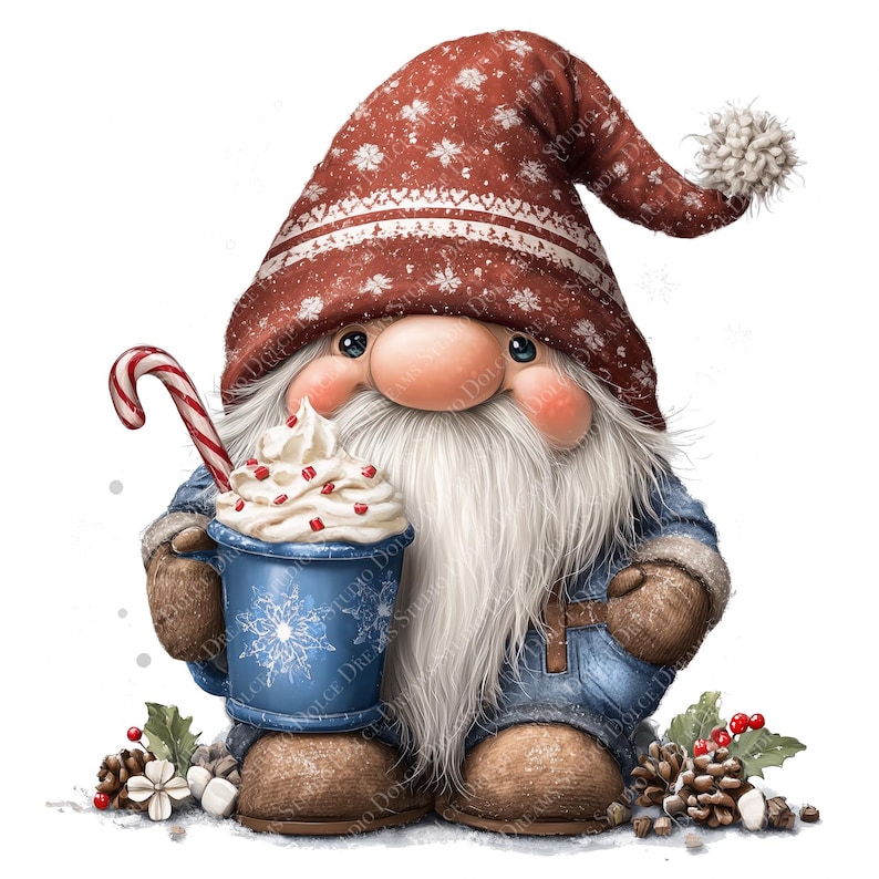 14 Cute Winter Gnomes Watercolor Clipart, Christmas Gnome, Printable ...