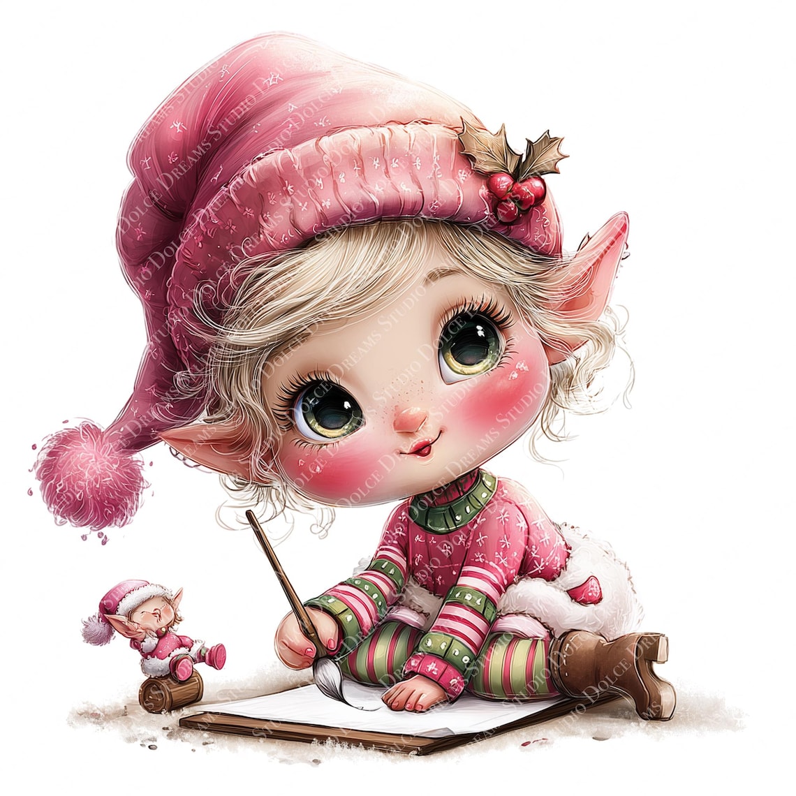 12 Cute Christmas Elves Clipart, Holiday Elf Illustrations, Printable ...