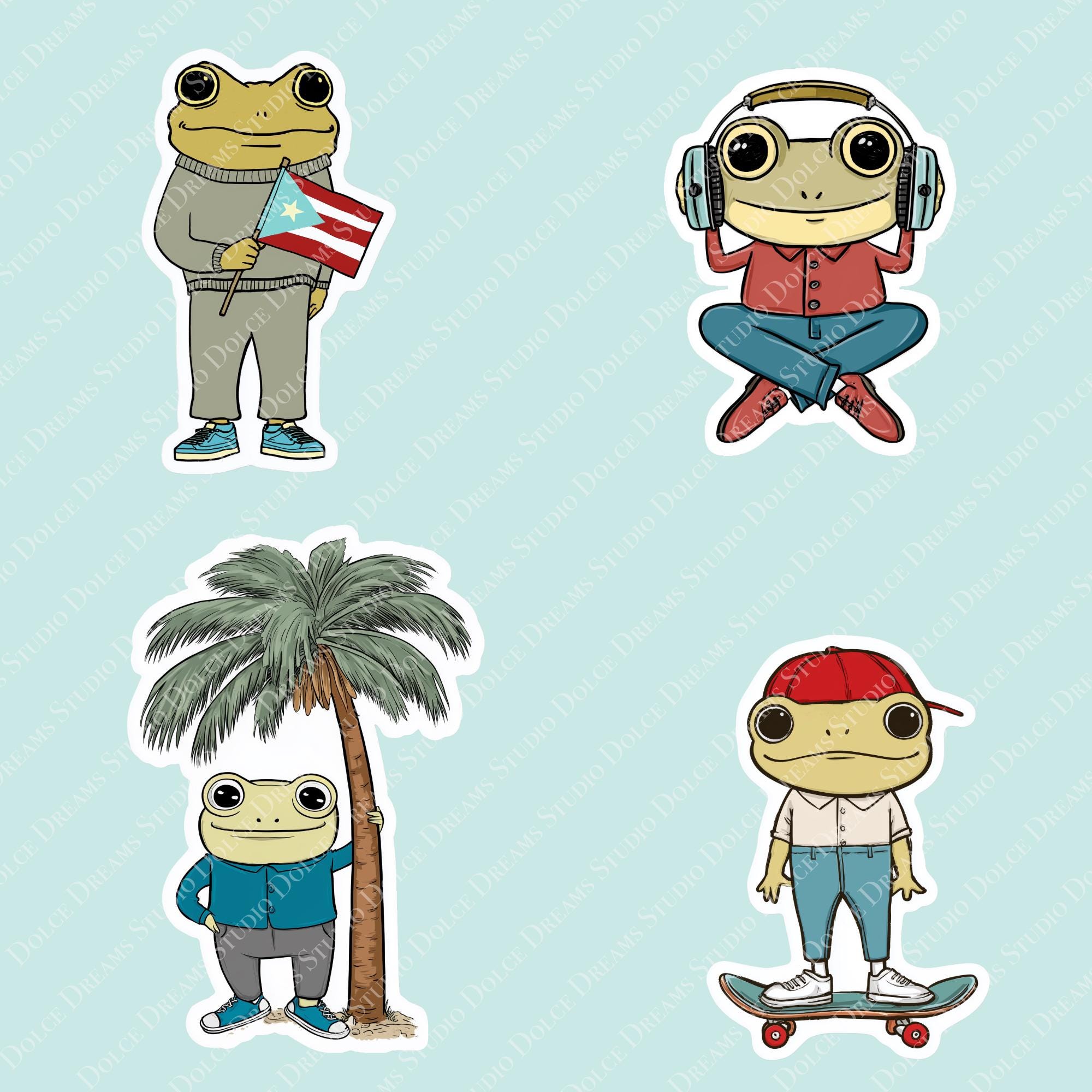 30 Puerto Rico Frog Clipart Bundle, Sapo Concho Sticker Style, Boricua ...