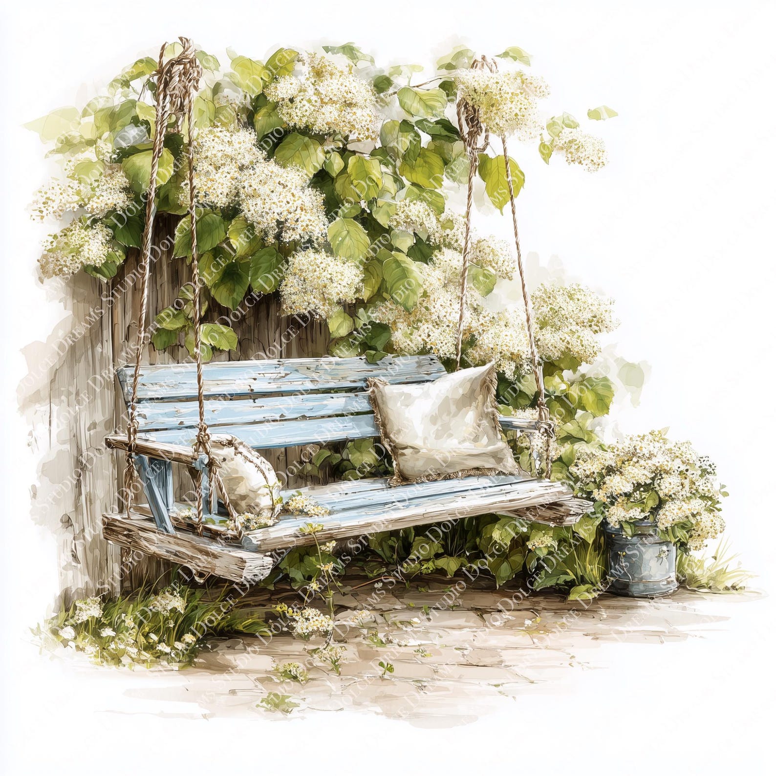 28 Spring Garden Watercolor Clipart Set, Cottagecore Garden Scenes ...