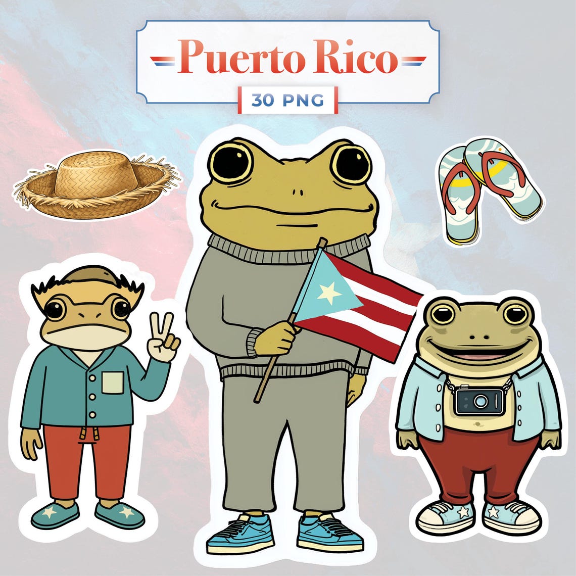 30 Puerto Rico Frog Clipart Bundle, Sapo Concho Sticker Style, Boricua ...