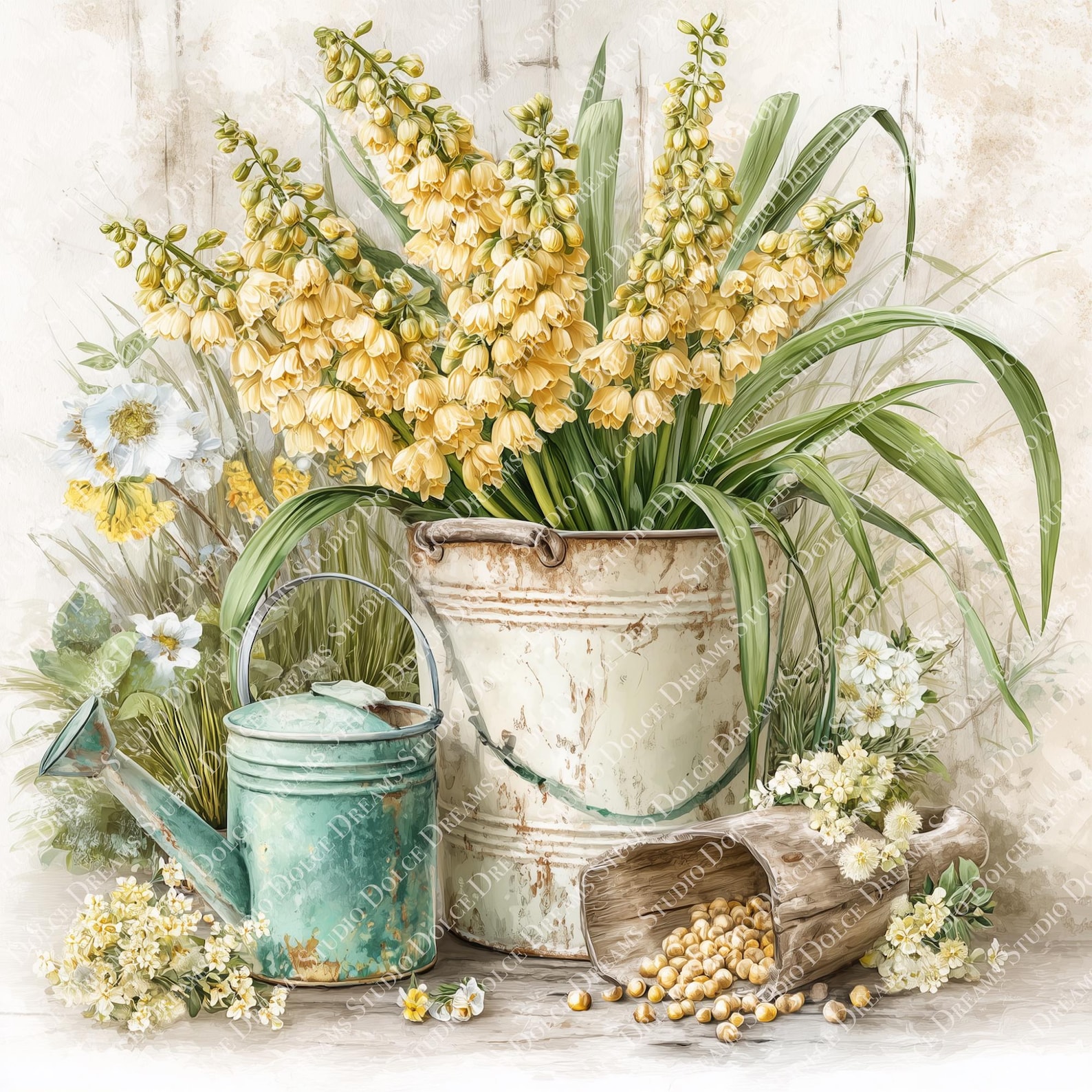 28 Spring Garden Watercolor Clipart Set, Cottagecore Garden Scenes ...