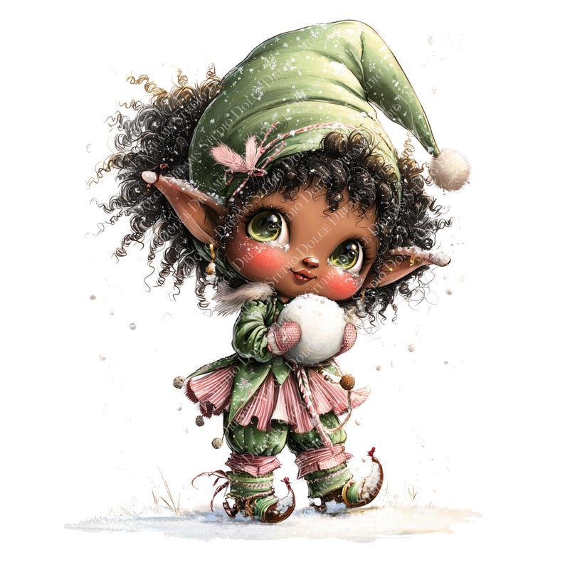12 Cute Christmas Elves Clipart, Holiday Elf Illustrations, Printable ...