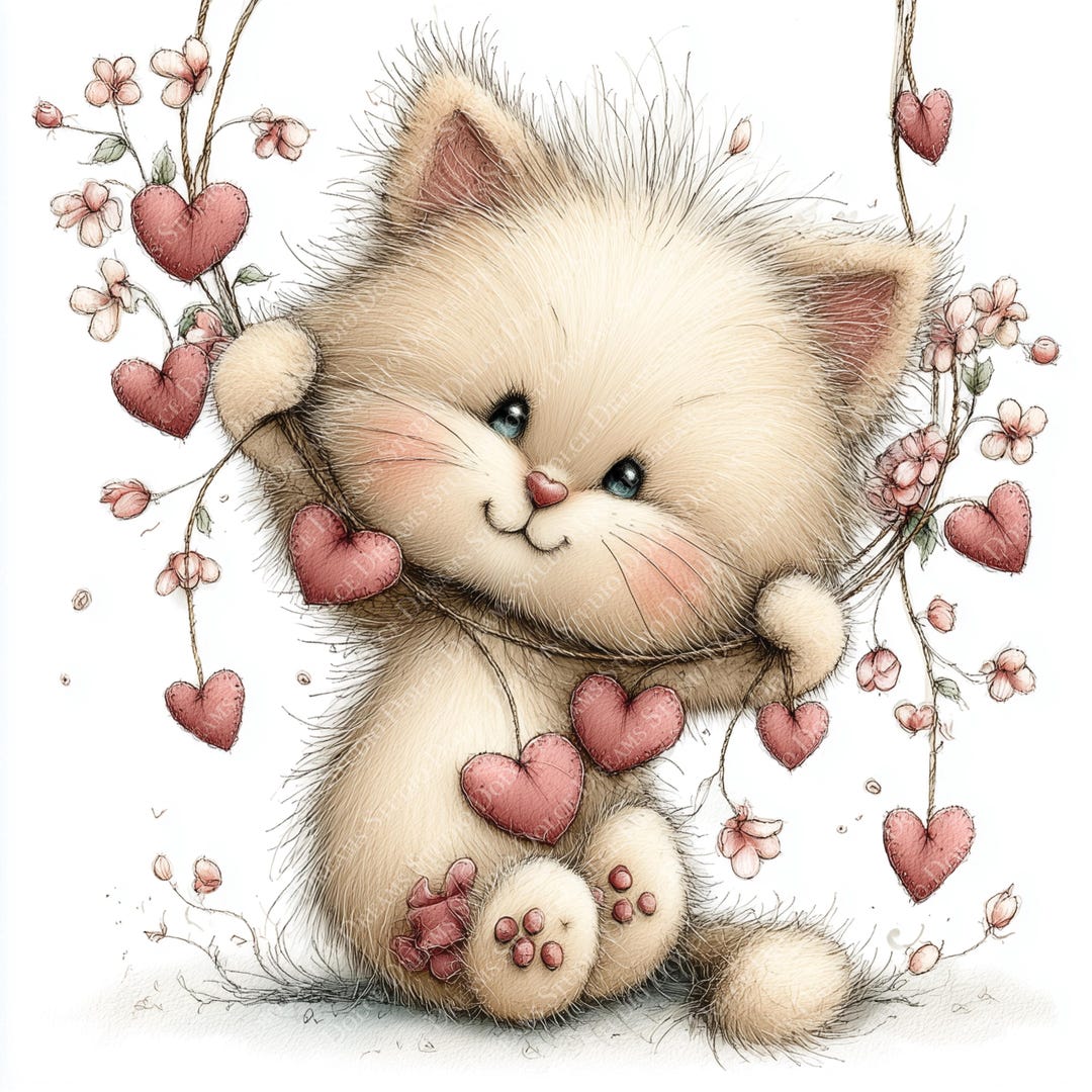 50 Whimsical Valentine Animals Clipart Bundle, Cute Valentine Animal ...
