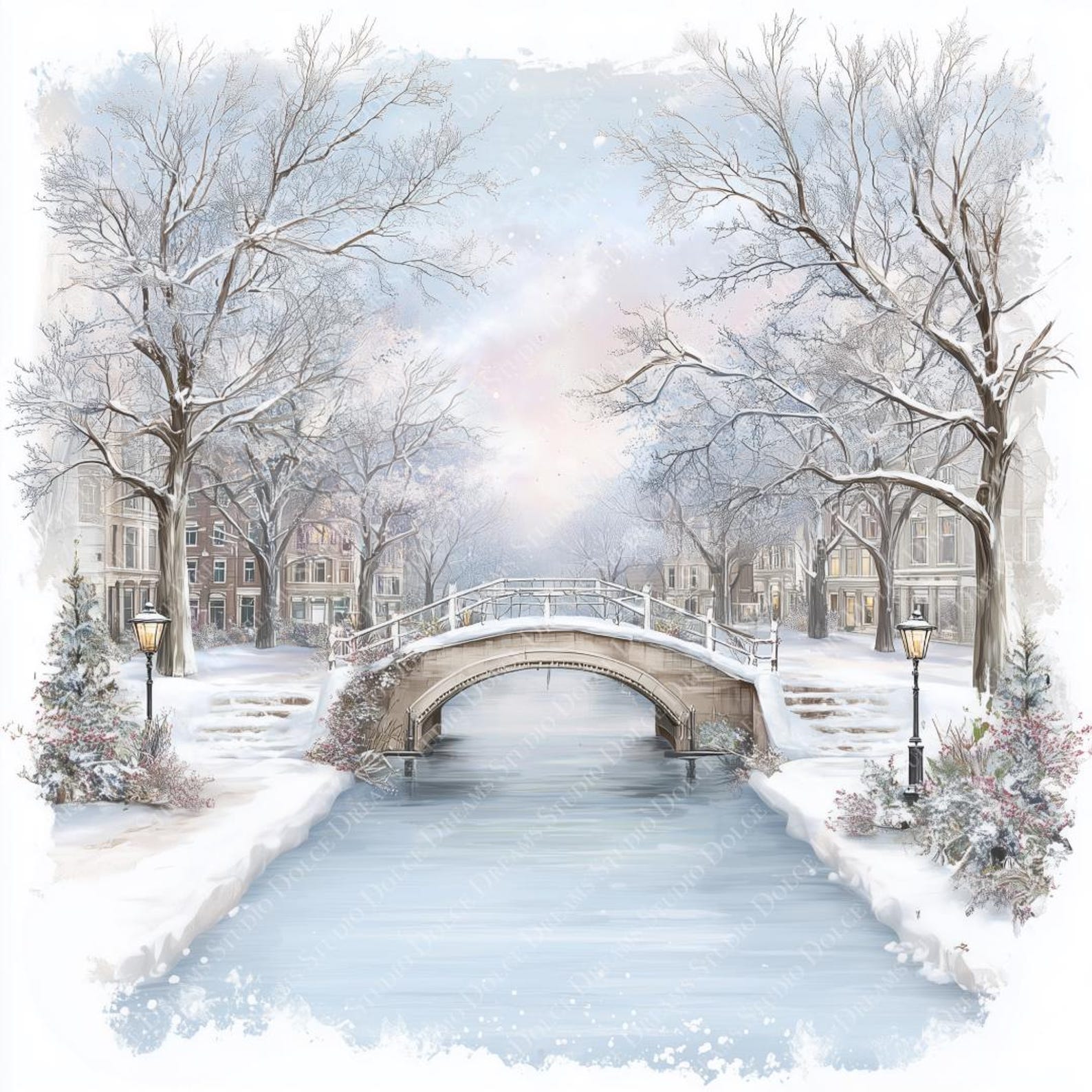 15 Winter Water Scenes Clipart, Frozen Lakes, Snowy Rivers & Ponds ...