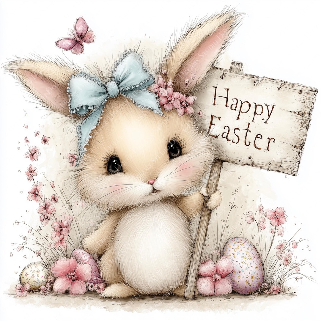 30 Whimsical Easter Animals Clipart Bundle, Cute Bunny Chick Lamb ...
