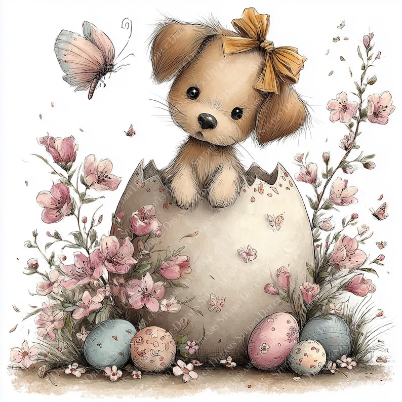 30 Whimsical Easter Animals Clipart Bundle, Cute Bunny Chick Lamb ...