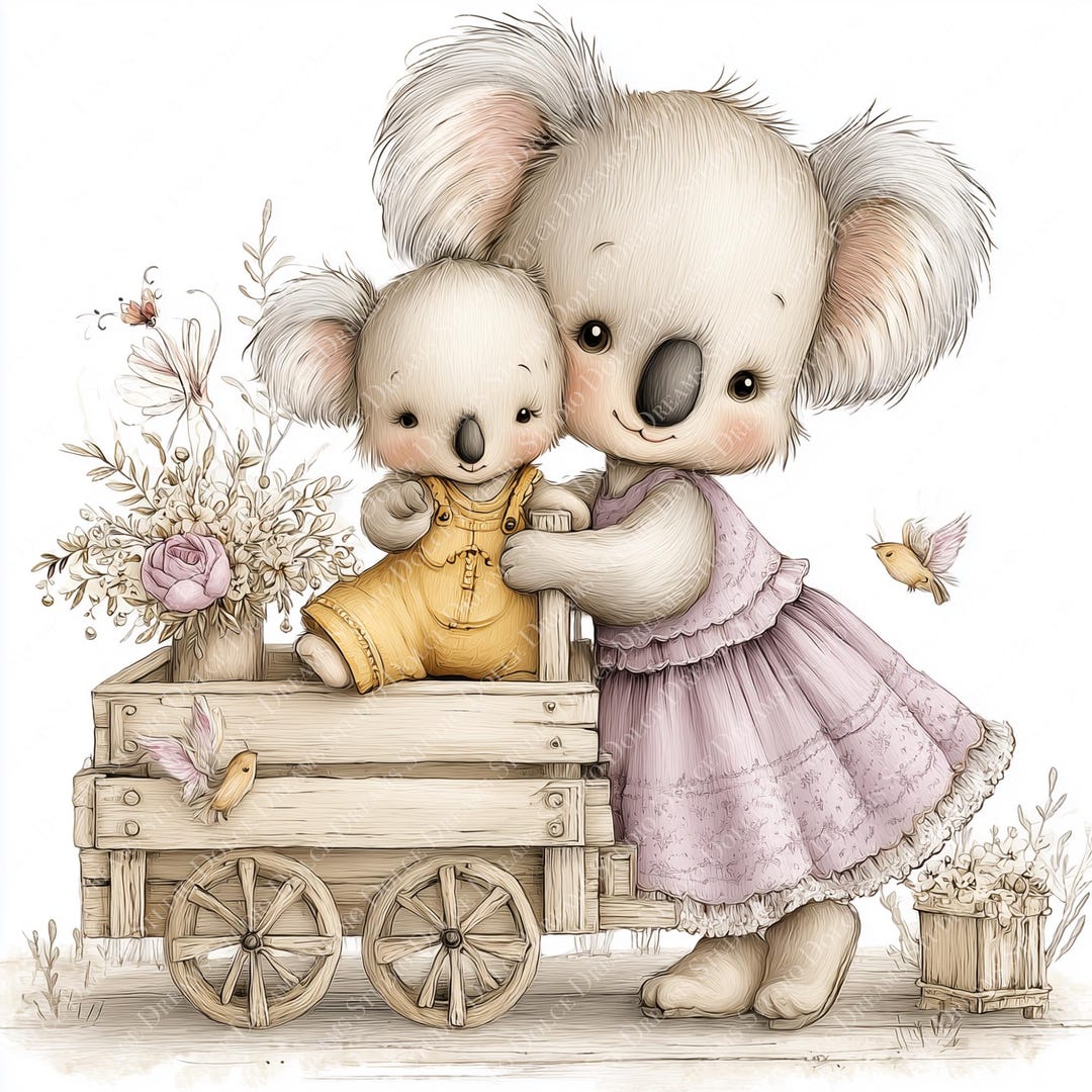 50 Mother's Day Whimsical Animals Clipart Bundle – Cute Mom and Baby ...