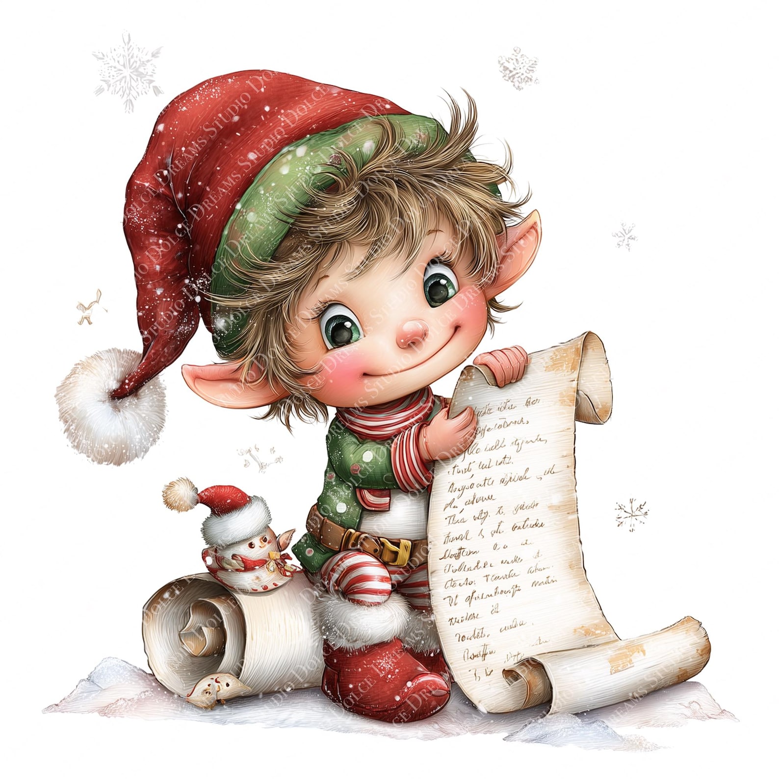 12 Cute Christmas Elves Clipart, Holiday Elf Illustrations, Printable ...