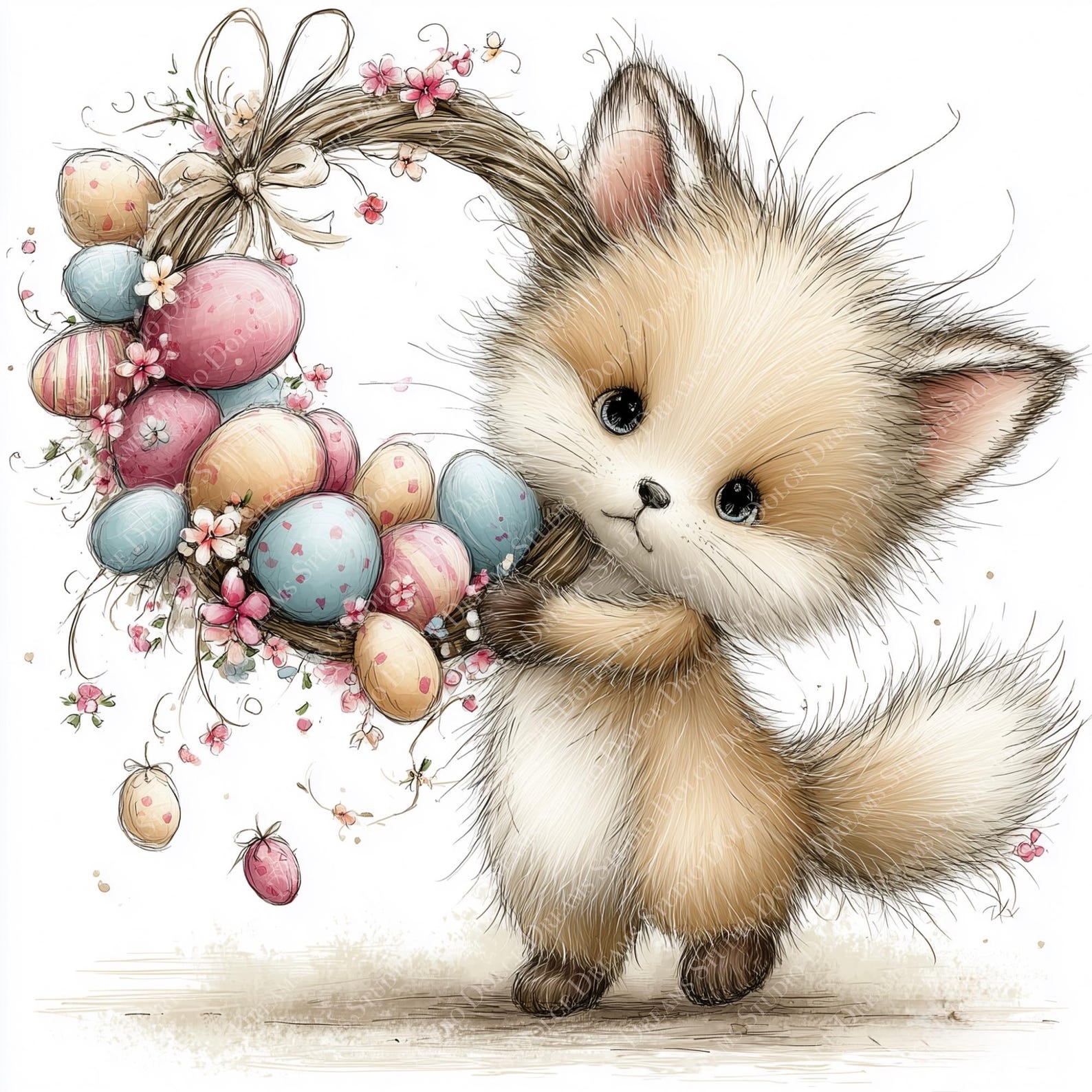 30 Whimsical Easter Animals Clipart Bundle, Cute Bunny Chick Lamb ...