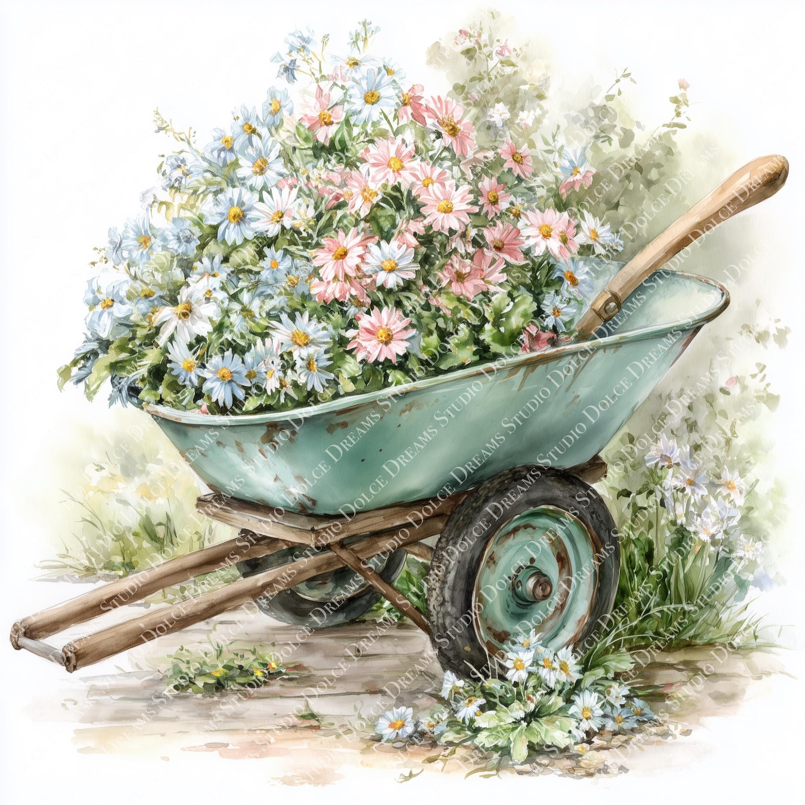 28 Spring Garden Watercolor Clipart Set, Cottagecore Garden Scenes ...