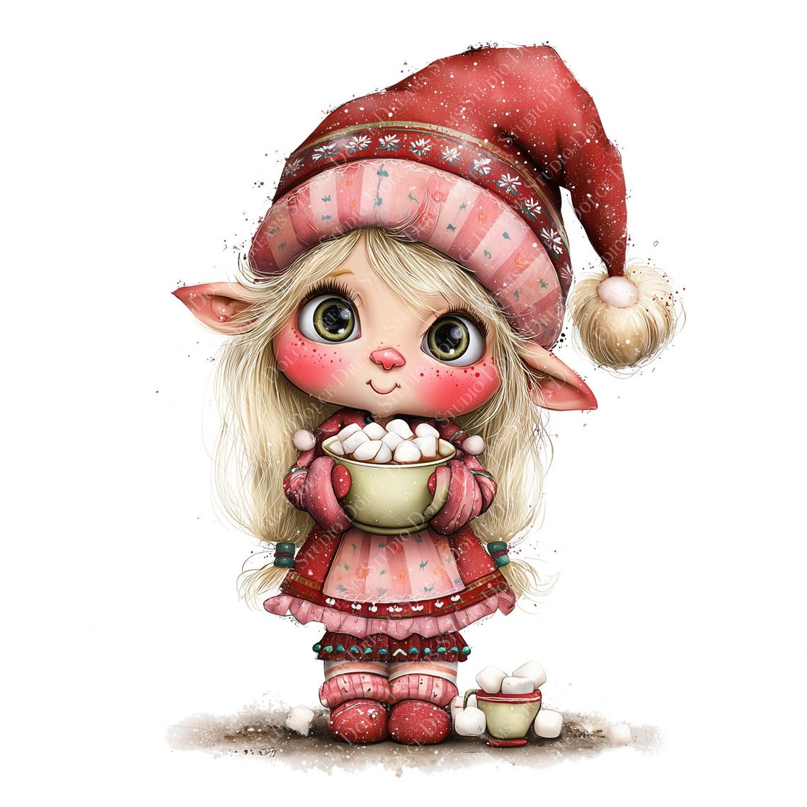 12 Cute Christmas Elves Clipart, Holiday Elf Illustrations, Printable ...