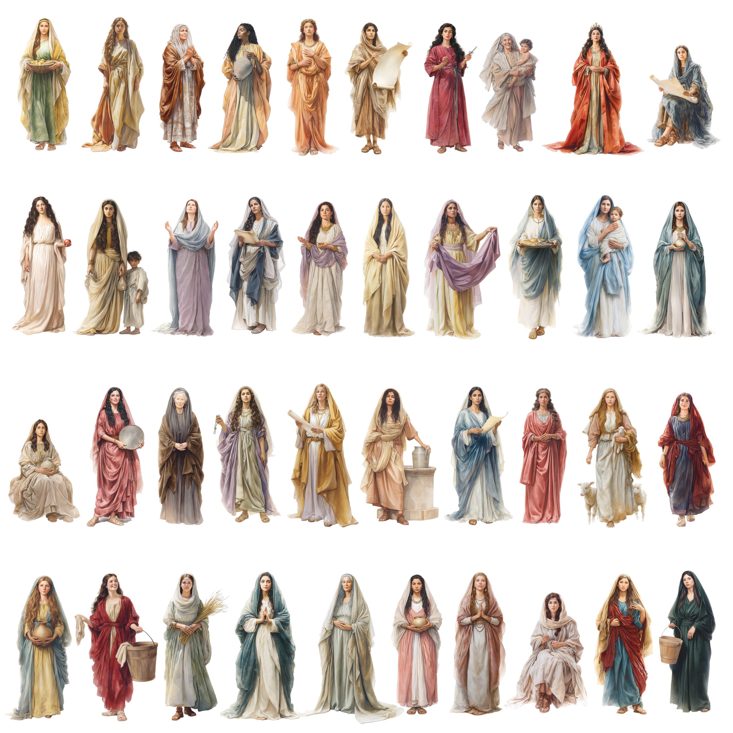 40 Women of the Bible Clipart, Christian Religious Characters, Faith ...