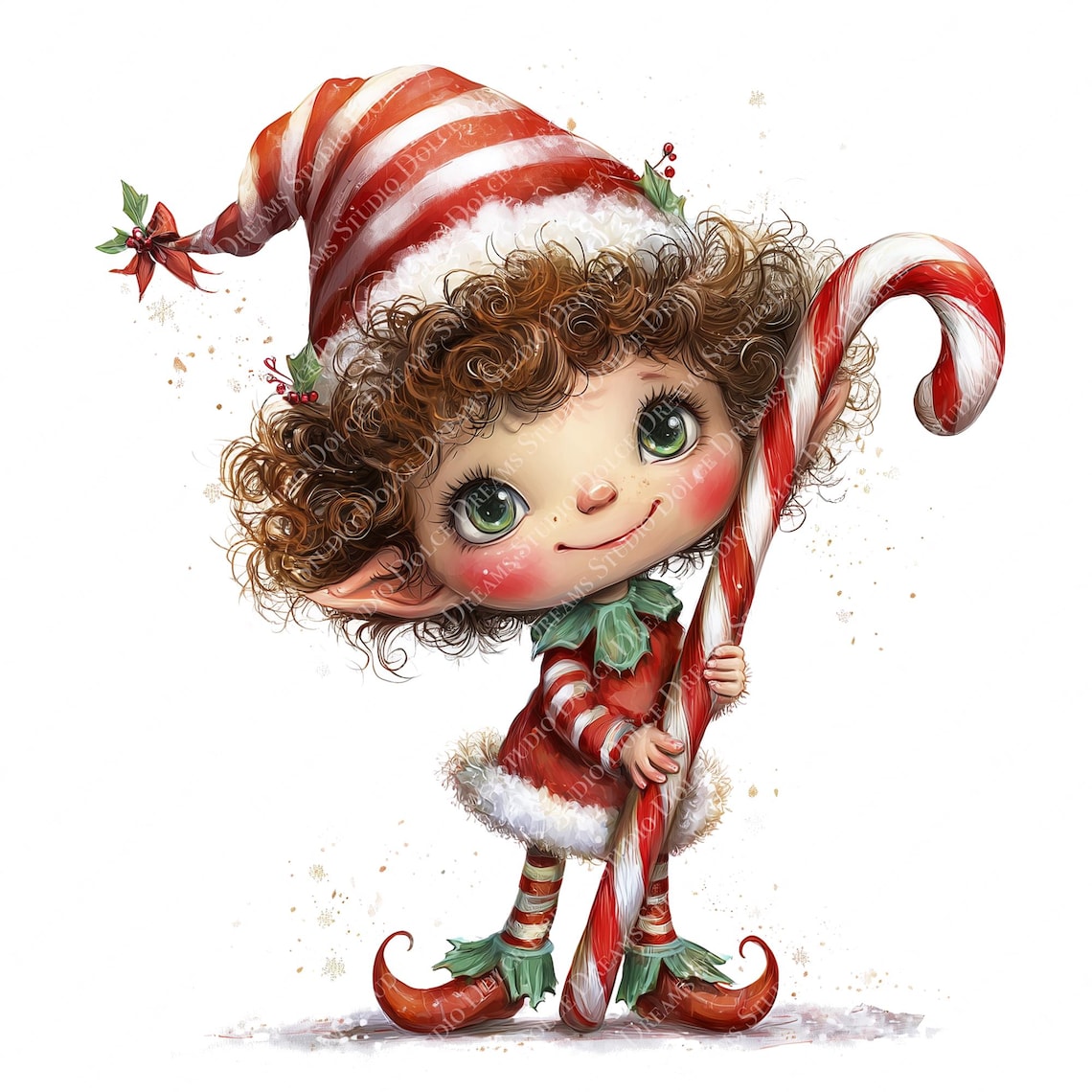 12 Cute Christmas Elves Clipart, Holiday Elf Illustrations, Printable ...