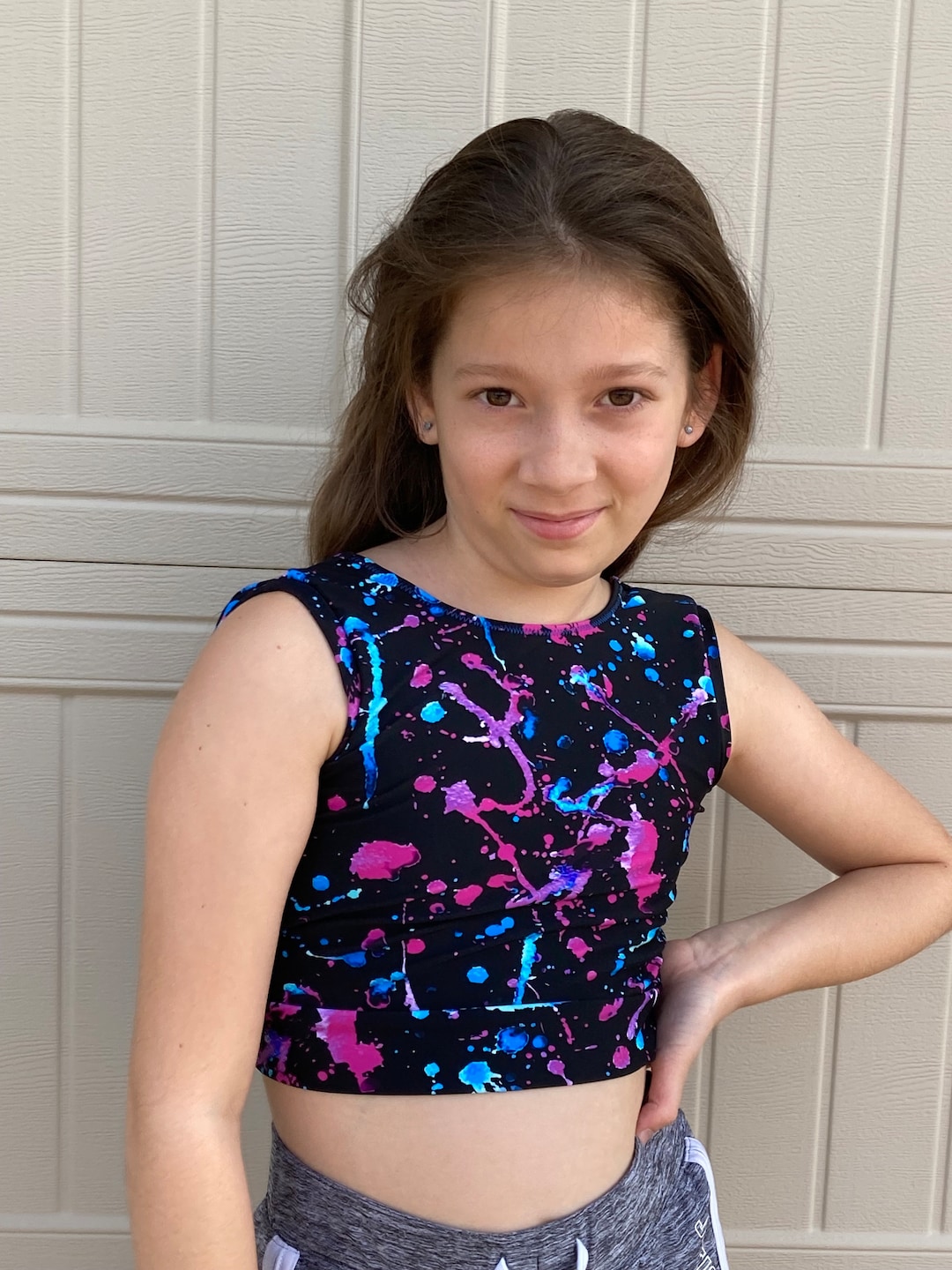 Neon Splatter Dance Crop Top Size 8/10 - Etsy