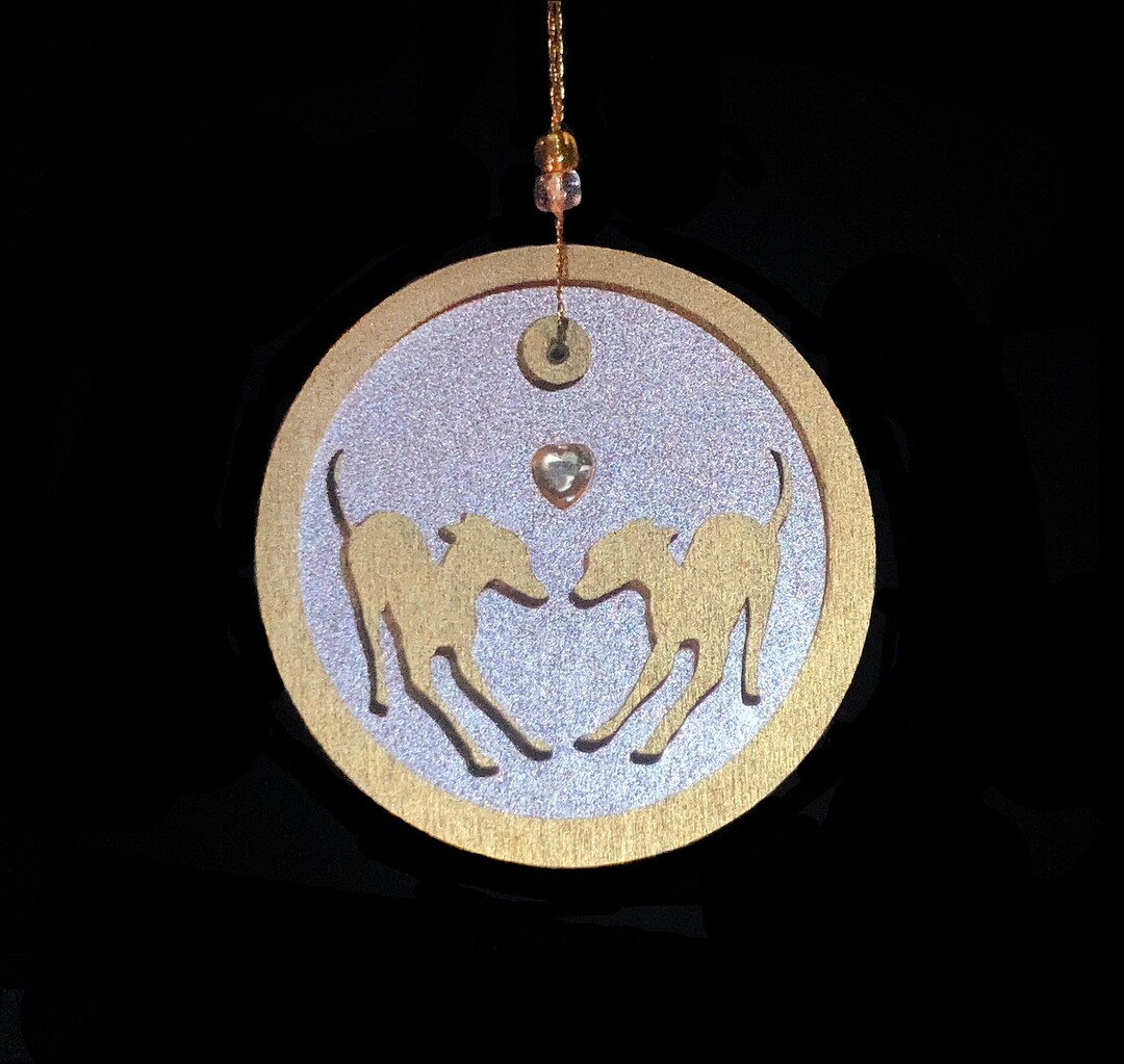 Greyhound Whippet Sighthound Laser Cut Gold Round Playing Hounds ...