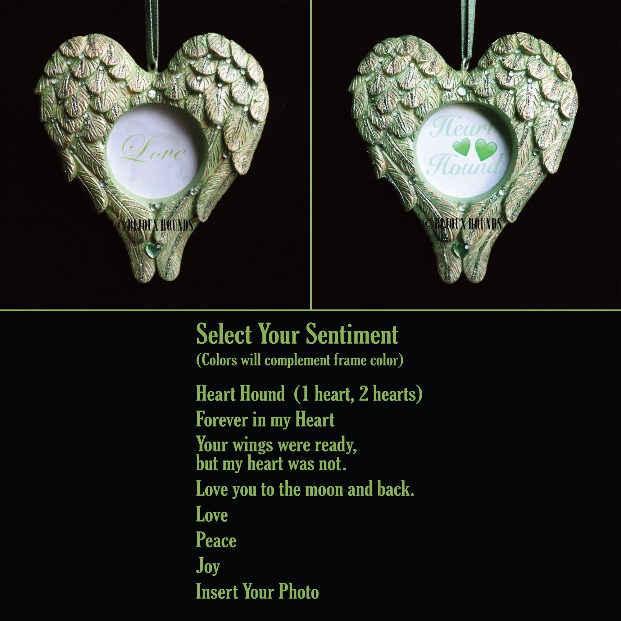 Angel Wings Frame Ornament Green - Etsy