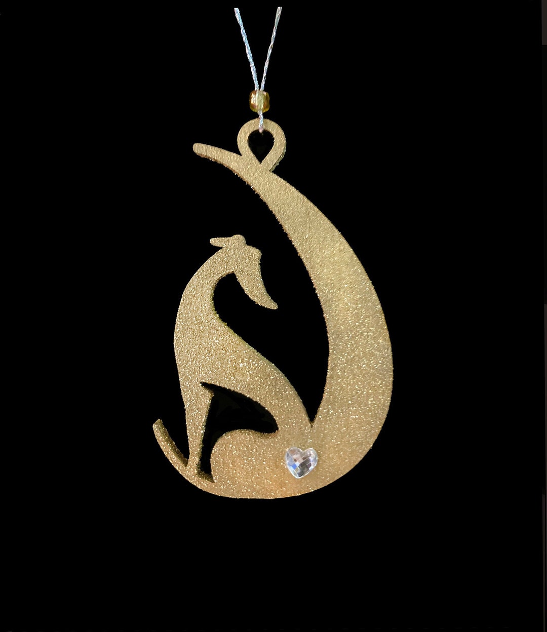 Greyhound Whippet Sighthound Laser Cut Gold Crescent Hound Ornament - Etsy