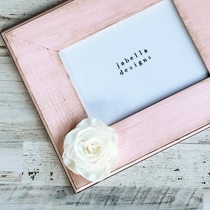 Blush Pink 5x7 Wood Photo Frame, Wooden Ivory Floral Embellished ...