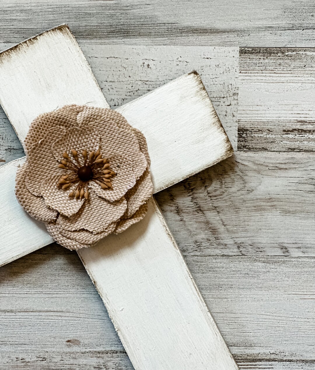 Ivory Wooden Wall Cross, Antique White Embellished Wood Crosses, Rustic ...