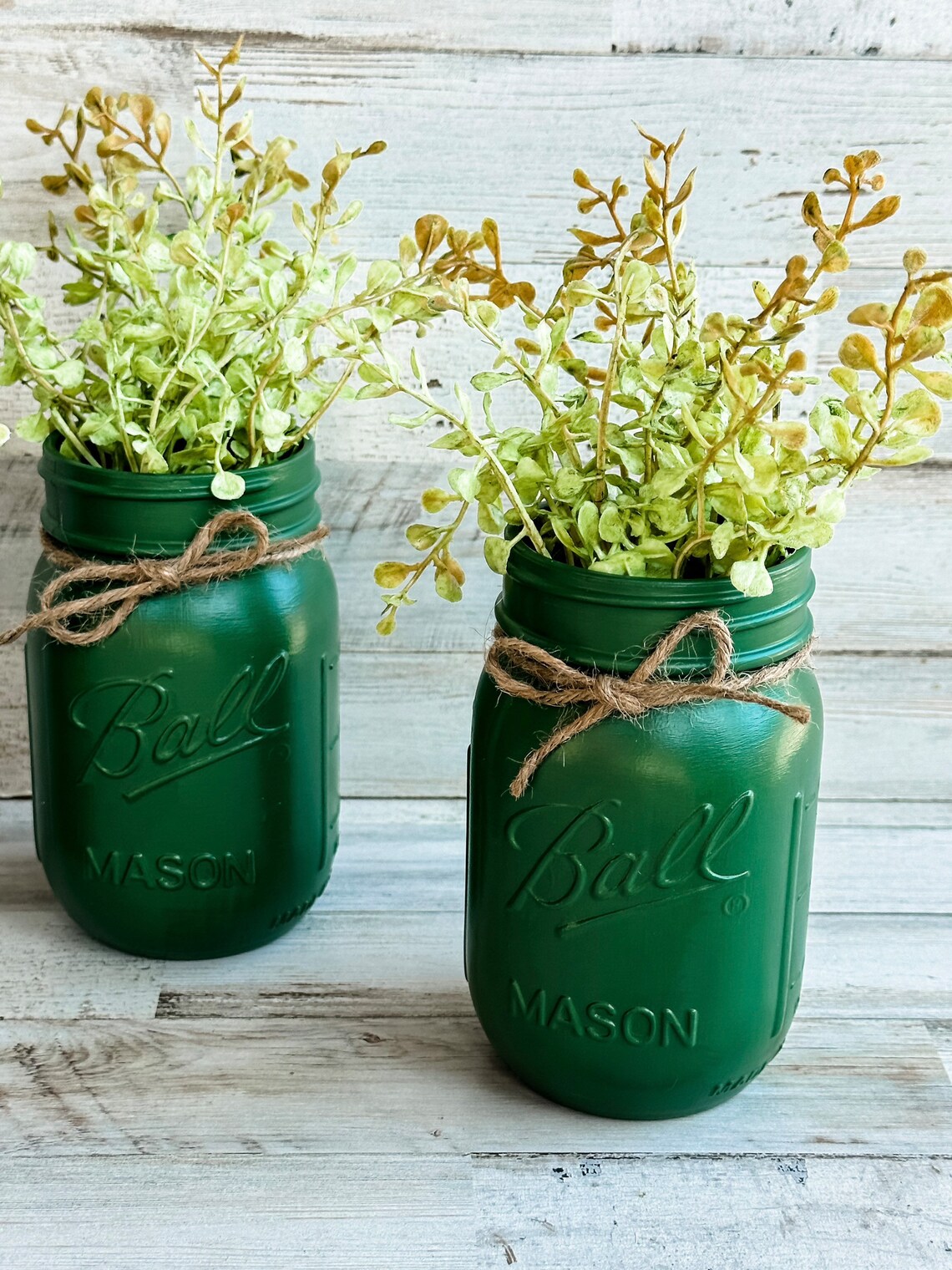 Forest Green Mason Jars Cottagecore Painted Mason Jar Set - Etsy