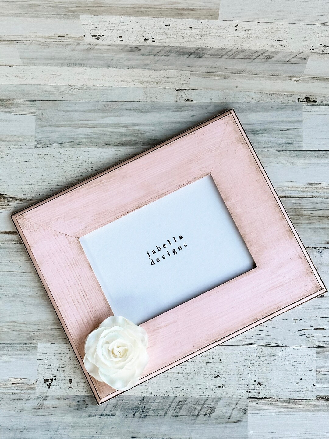 Blush Pink 5x7 Wood Photo Frame, Wooden Ivory Floral Embellished ...