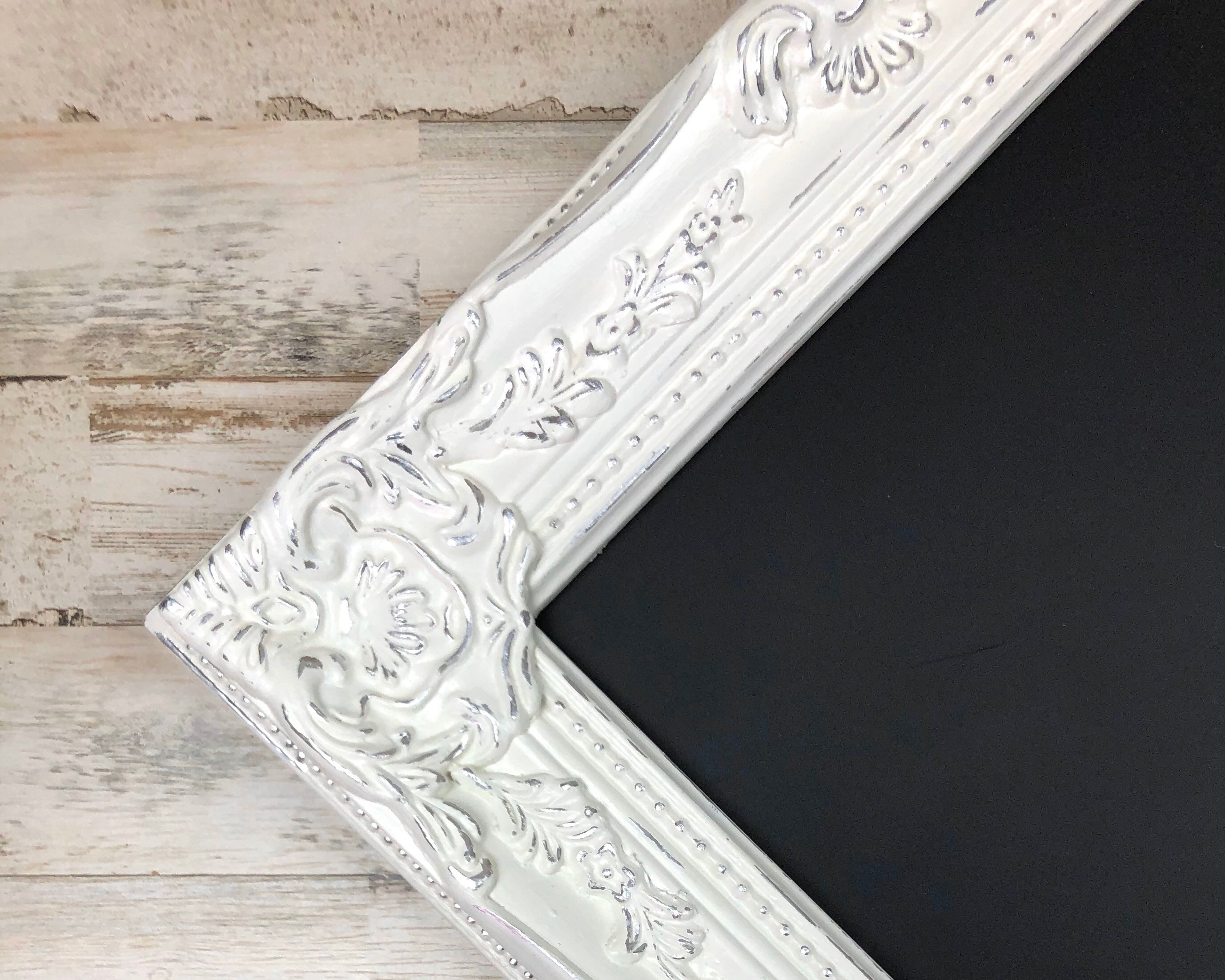 Shabby Distressed Chic Chalkboard Wedding Decor, White Framed Ornate ...
