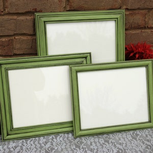 Wood Picture Frame Set, Green Wooden Vintage Photo Frames, Country Kids ...