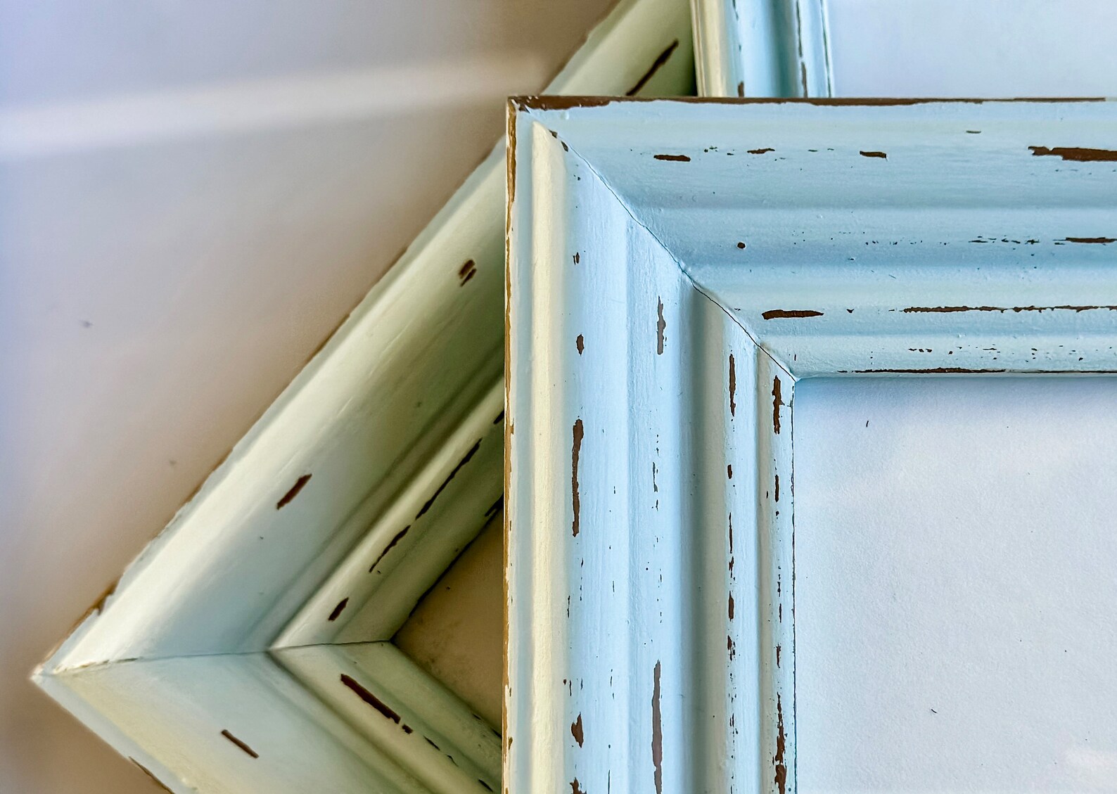 Coastal Sky Blue Wood Picture Frame Set, Distressed Wooden Photo Frames ...