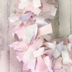 Blush Pink Ribbon Garland, Fabric Boho Chic Baby Shower Garland, Shabby ...