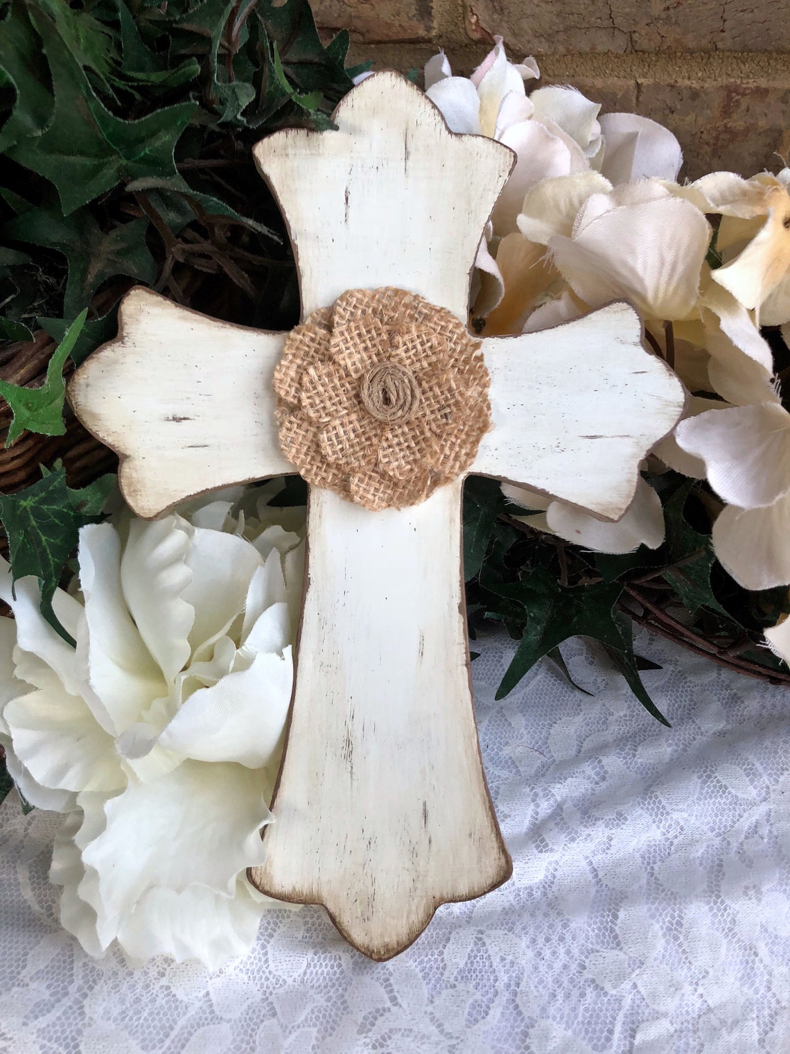 Rustic Distressed Wooden Wall Cross Antique White & Brown - Etsy