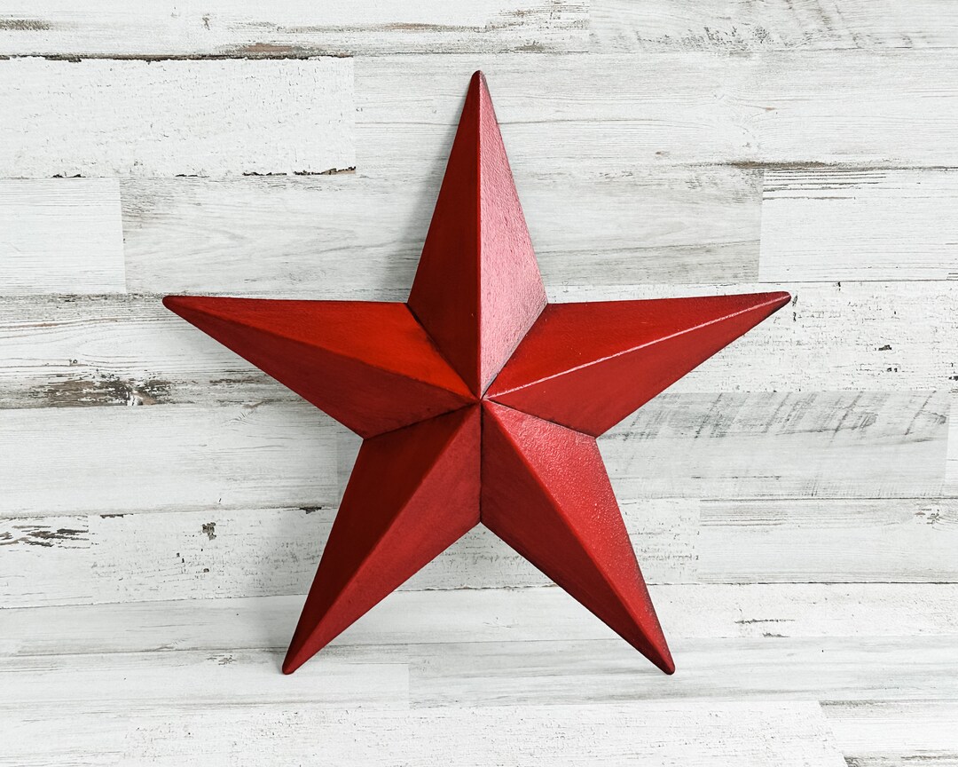 Red Hand-painted Metal Star, Patriotic Entryway Wall Collage Decor ...