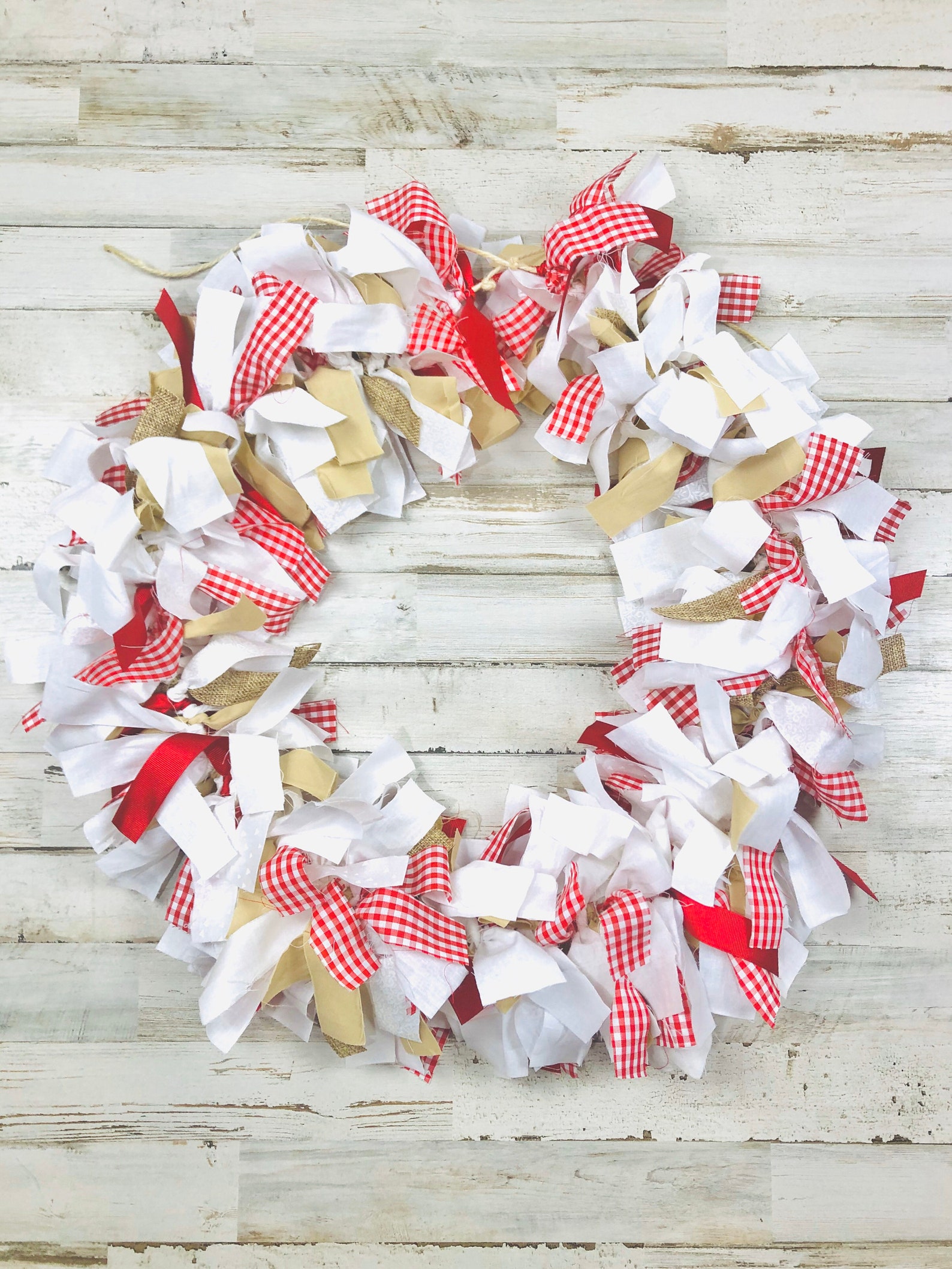 Red Gingham Fabric Garland Mantel Decor, Country Farmers Market Buffalo ...