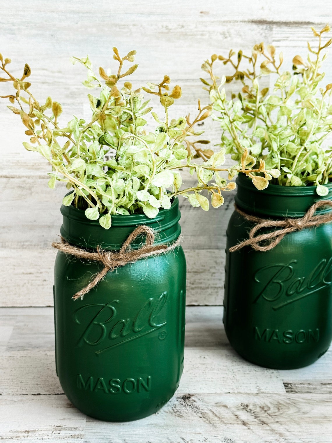 Forest Green Mason Jars Cottagecore Painted Mason Jar Set - Etsy