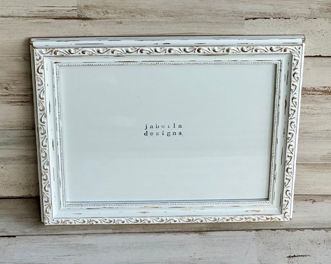 Cottage Chic White & Gold Wood Diploma Frame, Distressed Ornate Wooden ...