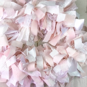 Blush Pink Ribbon Garland, Fabric Boho Chic Baby Shower Garland, Shabby ...