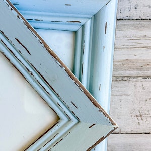 Coastal Sky Blue Wood Picture Frame Set, Distressed Wooden Photo Frames ...