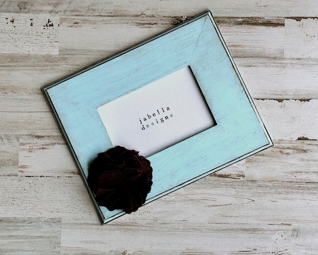 Embellished Robin's Egg Blue 4x6 Wood Frame, Wooden Cottage Chic Gallery Photo Frame, French ...